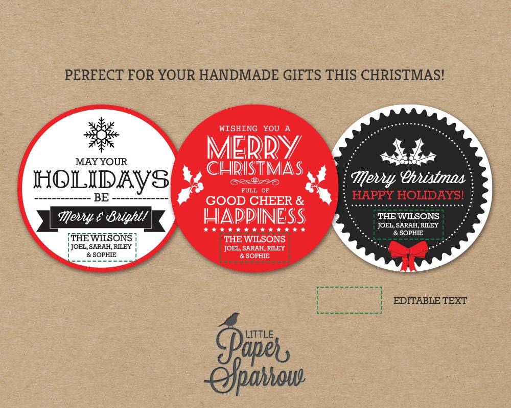 EDITABLE Printable Christmas Labels - INSTANT DOWNLOAD - Festive ...