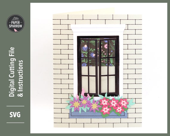 French Window Card SVG Window Box Card Digital Cutting File - Etsy