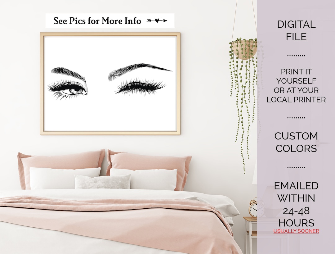 Winking Eyes Printable DIGITAL DOWNLOAD, Eyelash Decor, Bedroom Wall ...