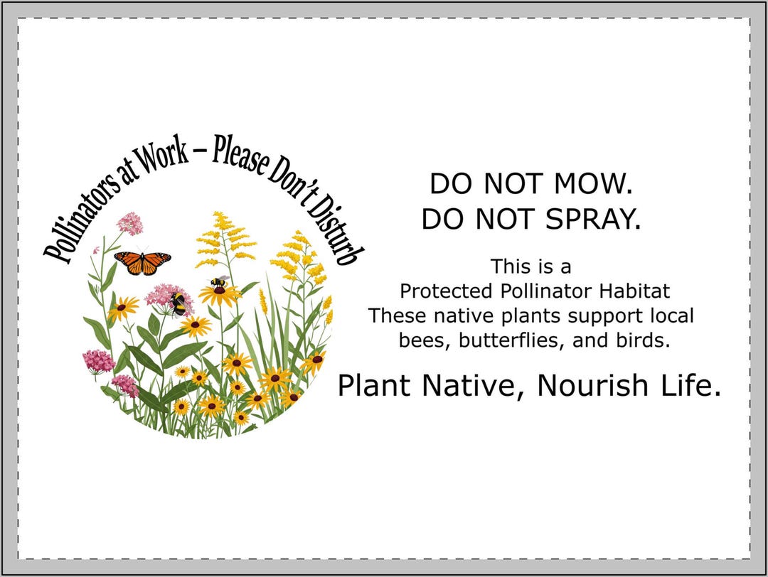 Pollinator Habitat Yard Sign, Native Plants for Butterflies Bees Birds ...