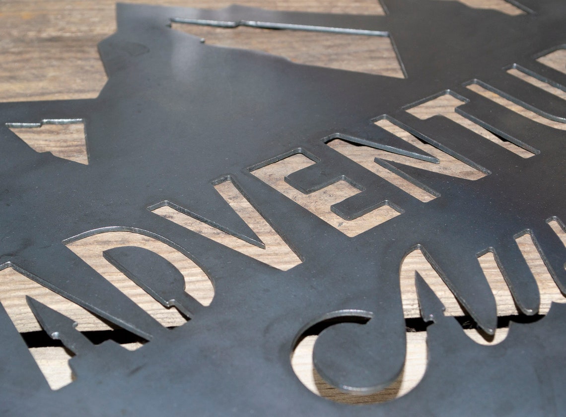 Custom Personalized Adventure Awaits Round Metal Sign | Etsy