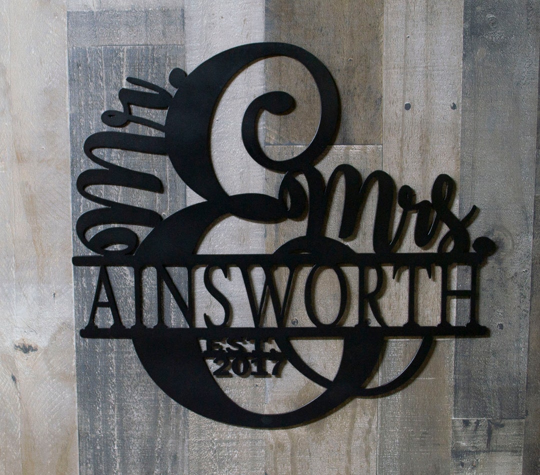 Mr. and Mrs. Last Name Sign Established Sign Metal Family - Etsy