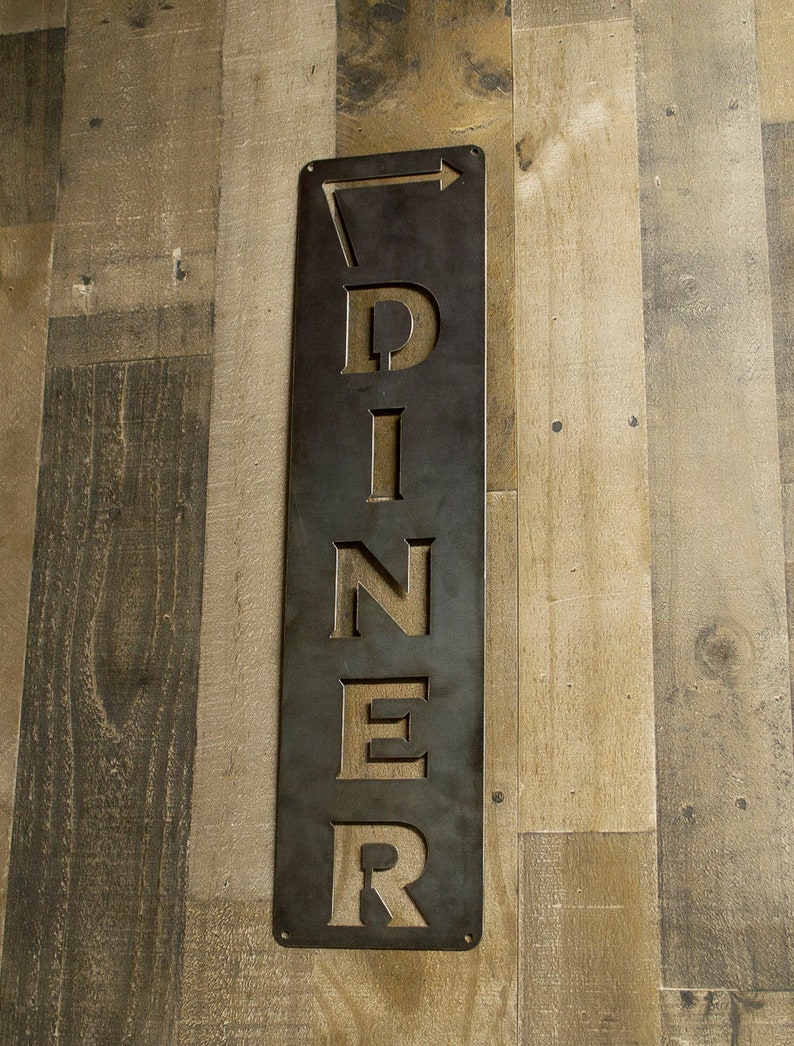Diner Vertical Sign Arrow Metal Sign Left or Right Facing - Etsy