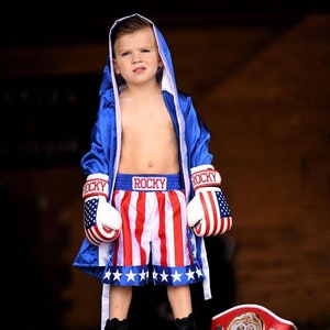 Champion-in-training Kids Boxing Fighter Set: Robe, Shorts, and Gloves ...