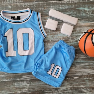 Personalized Kids Basketball Set: Jersey, Shorts, Ball, and Sweatband ...
