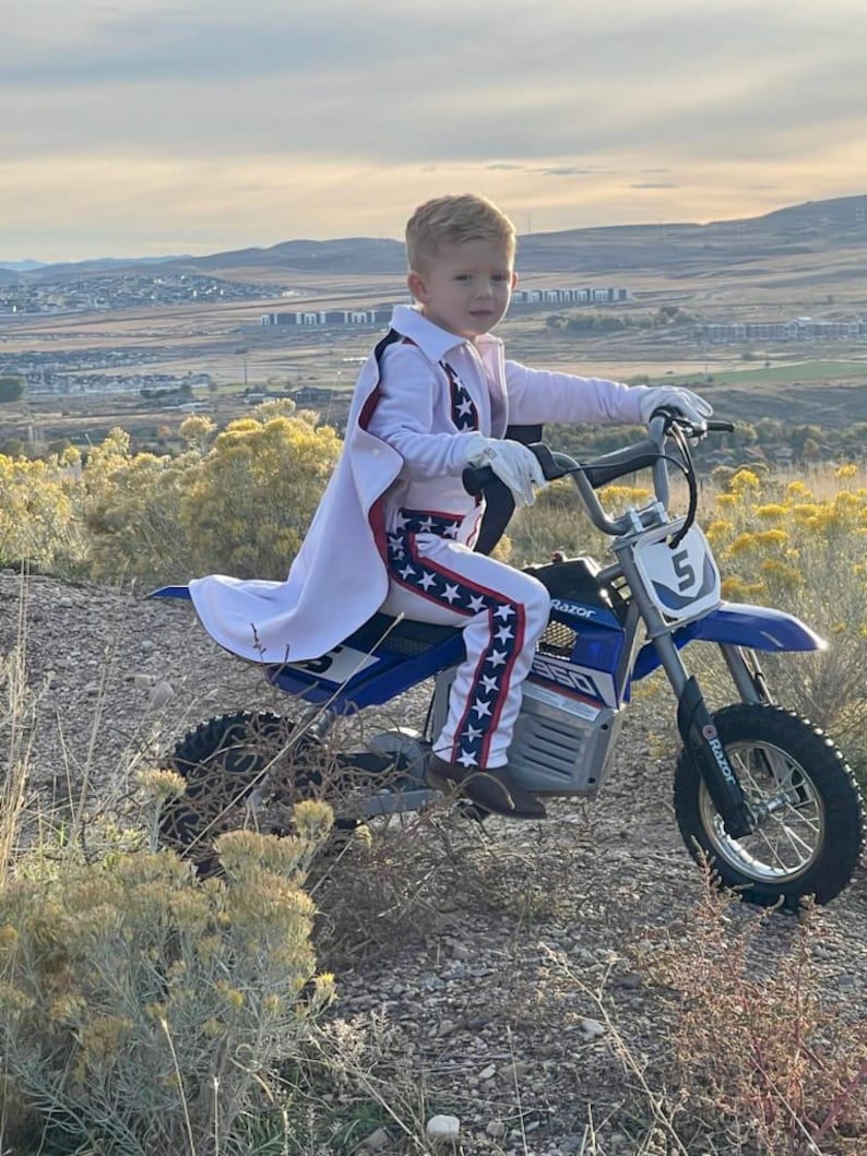 Kids Evel Knievel Costume | Daredevil Jumpsuit & Cape | Toddler ...
