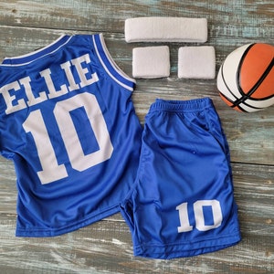 Personalized Kids Basketball Set: Jersey, Shorts, Ball, and Sweatband ...