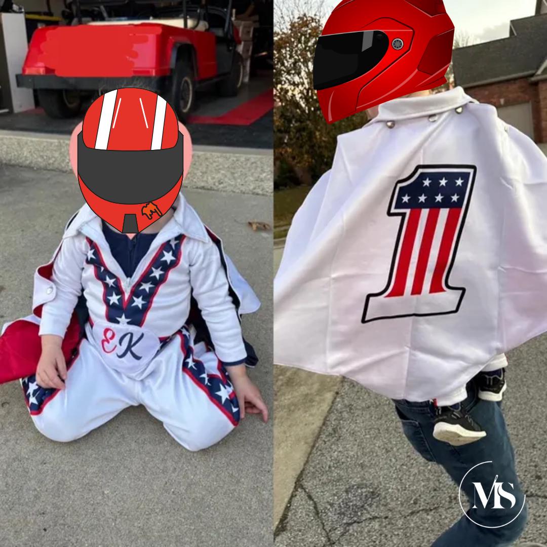 Kids Evel Knievel Costume | Daredevil Jumpsuit & Cape | Toddler ...