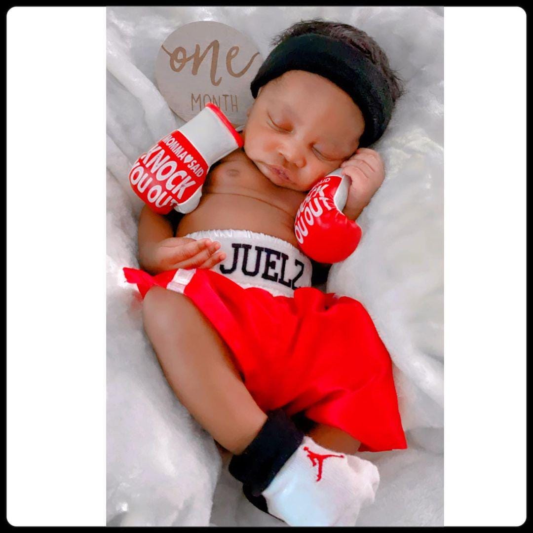 Tiny Champ Alert Newborn Baby Boxing Set With Personalized Shorts and ...