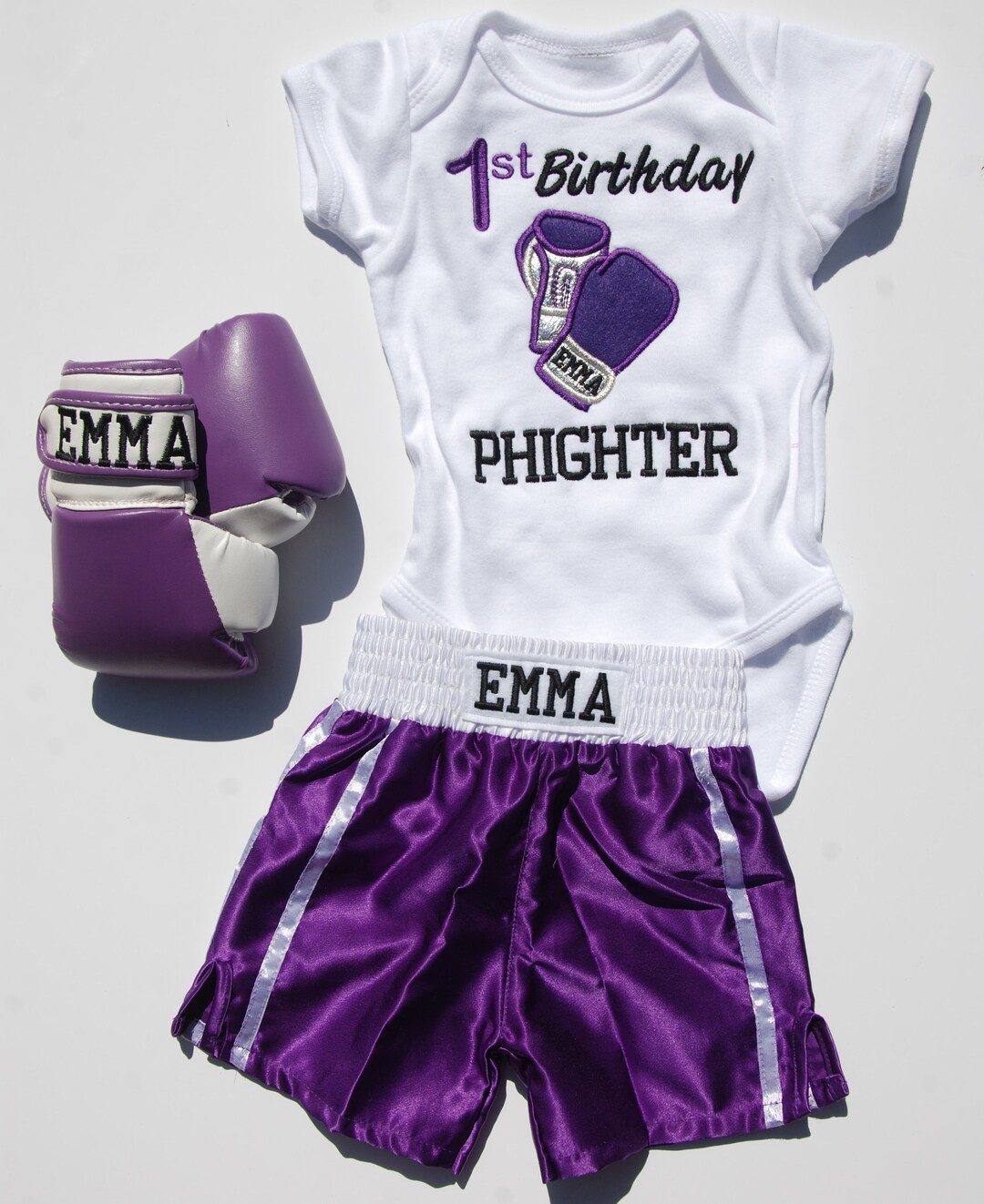 Personalized Baby Boxing Set: Bodysuit, Gloves, and Shorts - Etsy