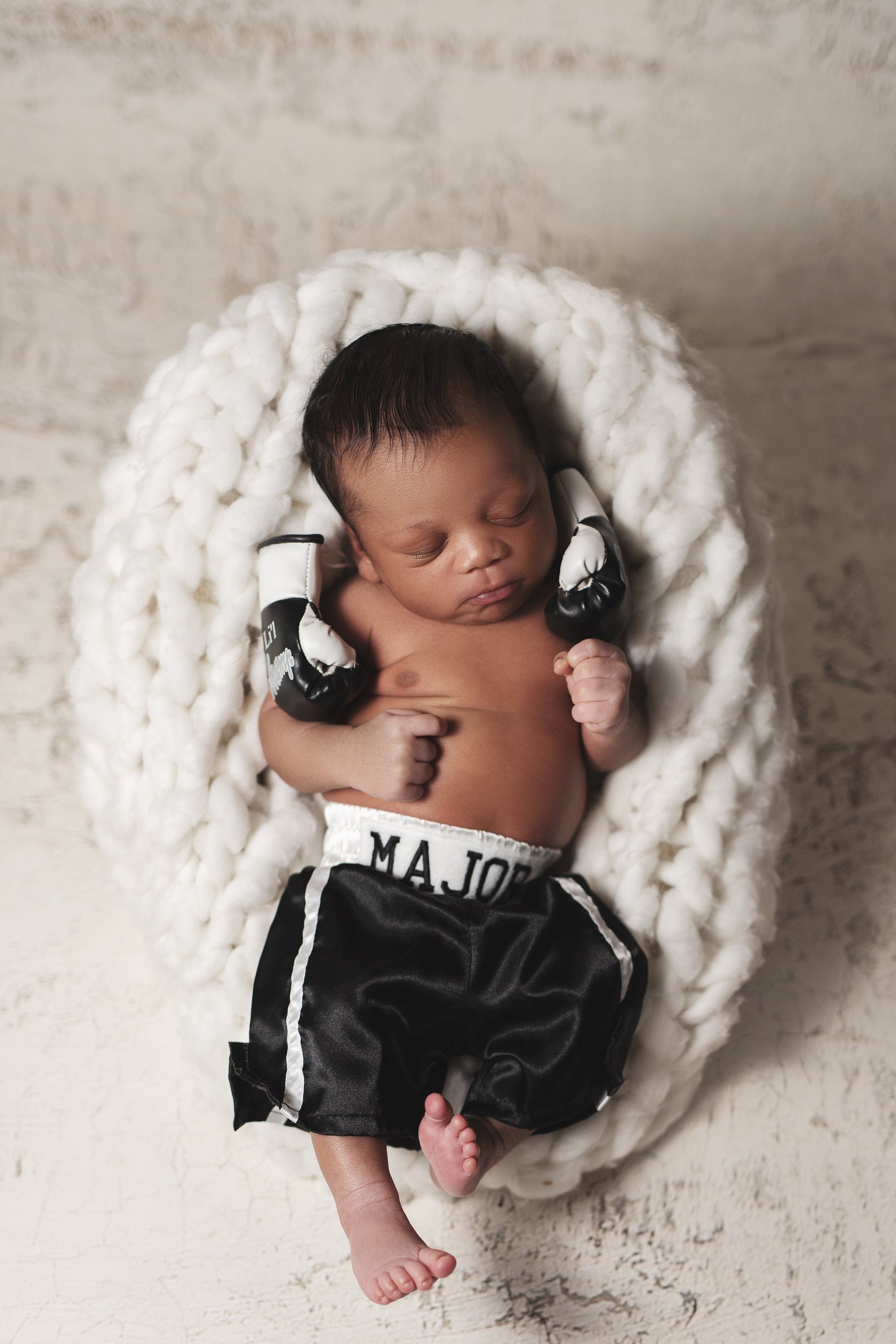 Tiny Champion's Personalized Boxing Set: Newborn Mini Gloves and Shorts ...