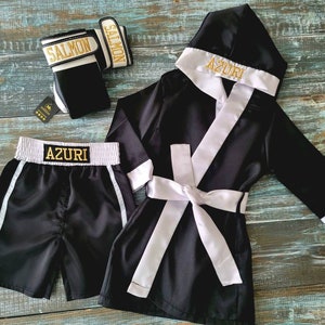 Personalized Baby Boxing Set: Robe, Shorts, and Wearable Gloves - Etsy