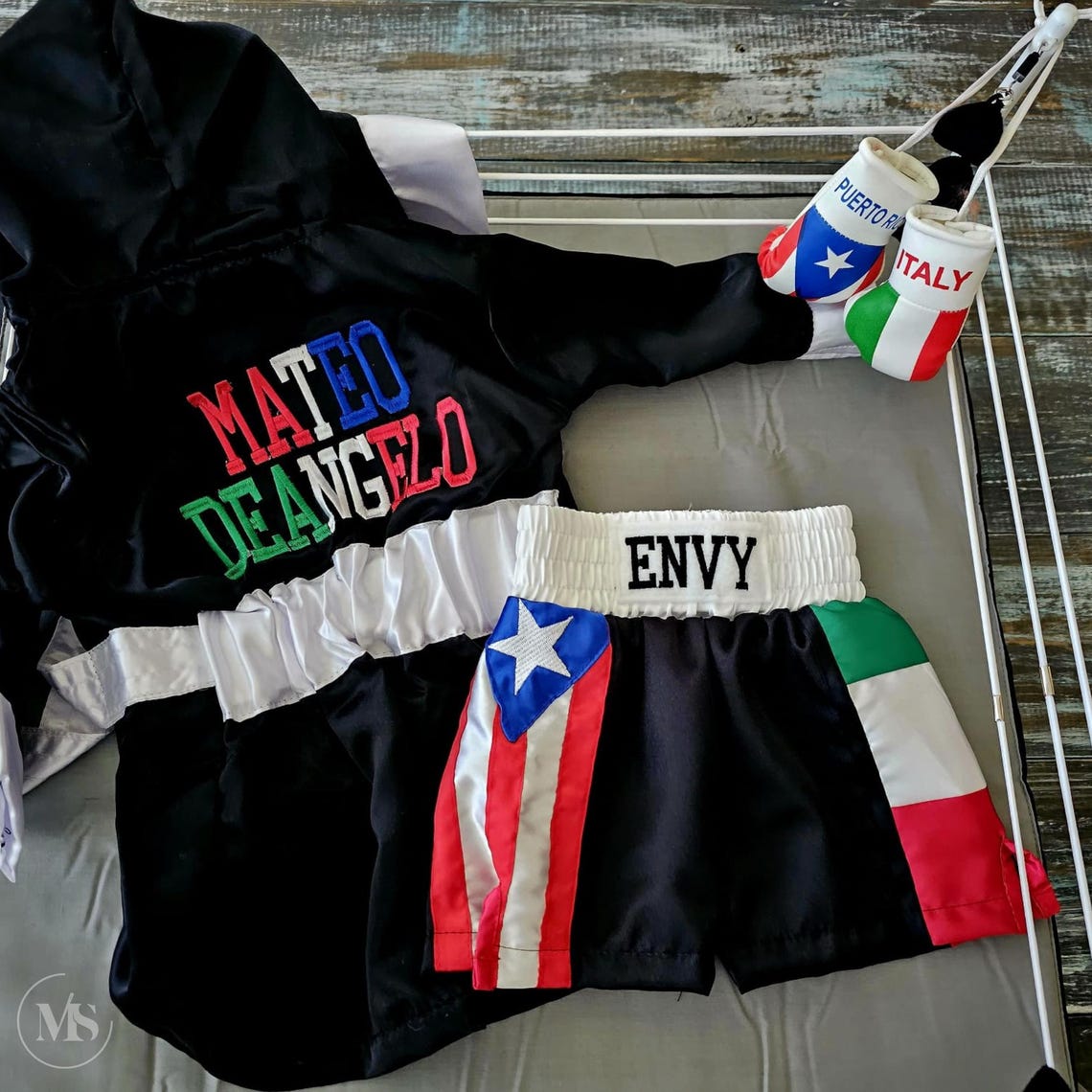 Newborn Knockout Boxing Set: Prop Baby Boxing Ring + Personalized Robe ...