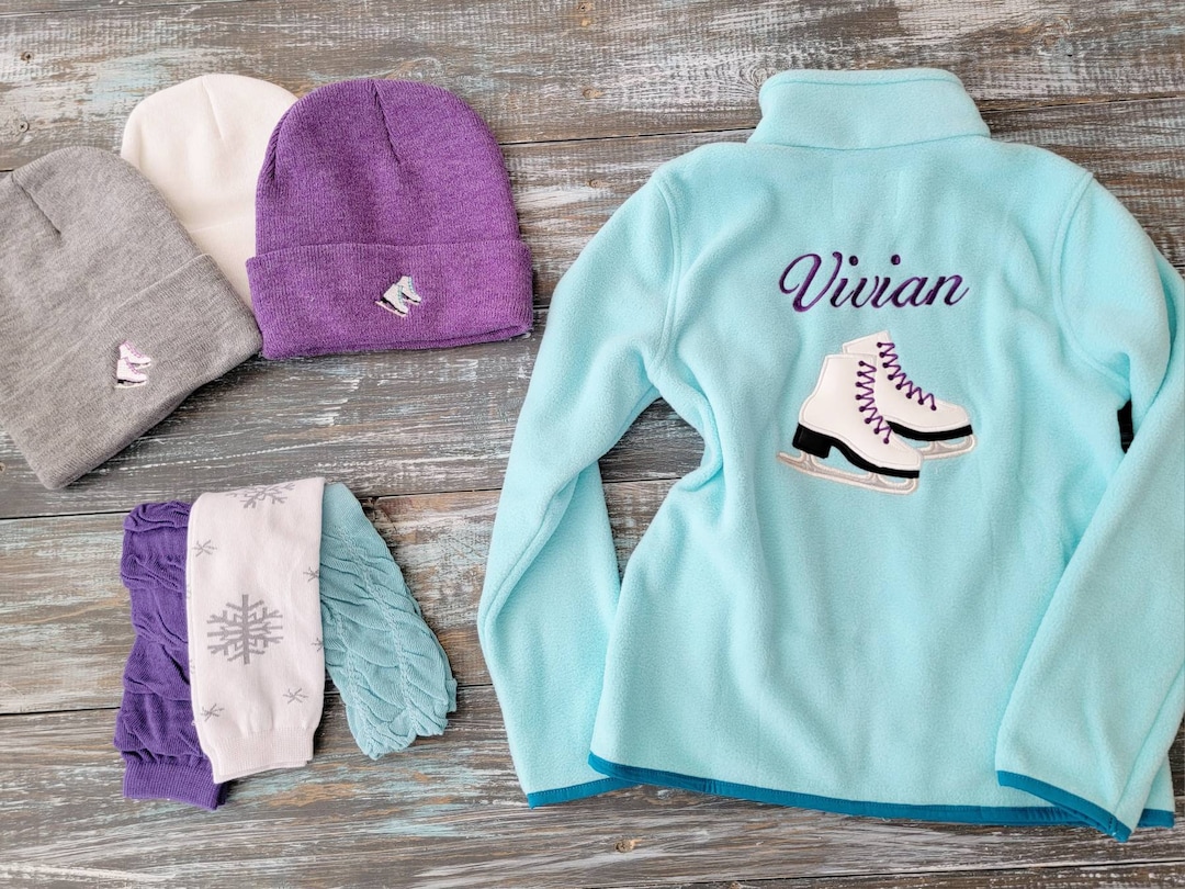 Personalized Ice Skating Jacket for Girls + Beanies and Leg Warmers ...