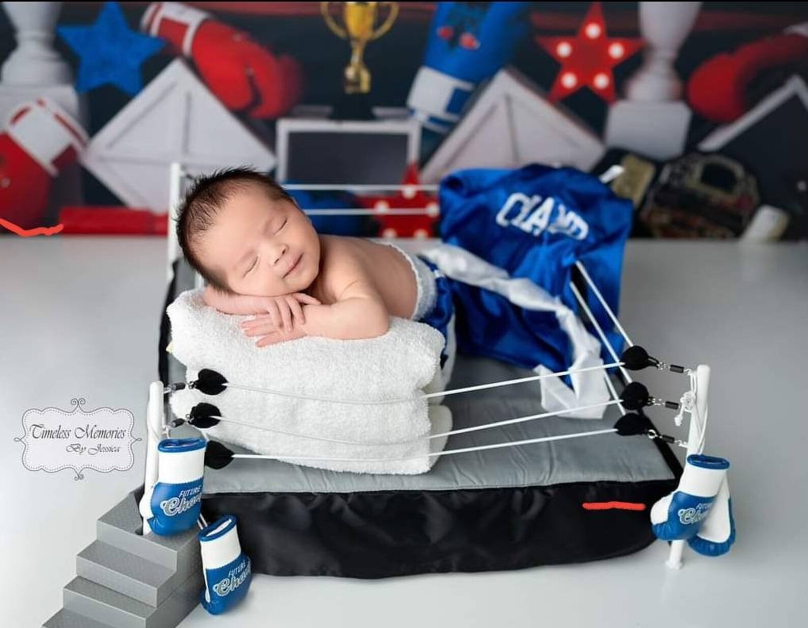 Newborn Knockout Boxing Set: Prop Baby Boxing Ring + Personalized Robe ...