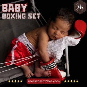 Newborn Ultimate Boxing Photo Set: Robe, Shorts, Mini Gloves, and ...