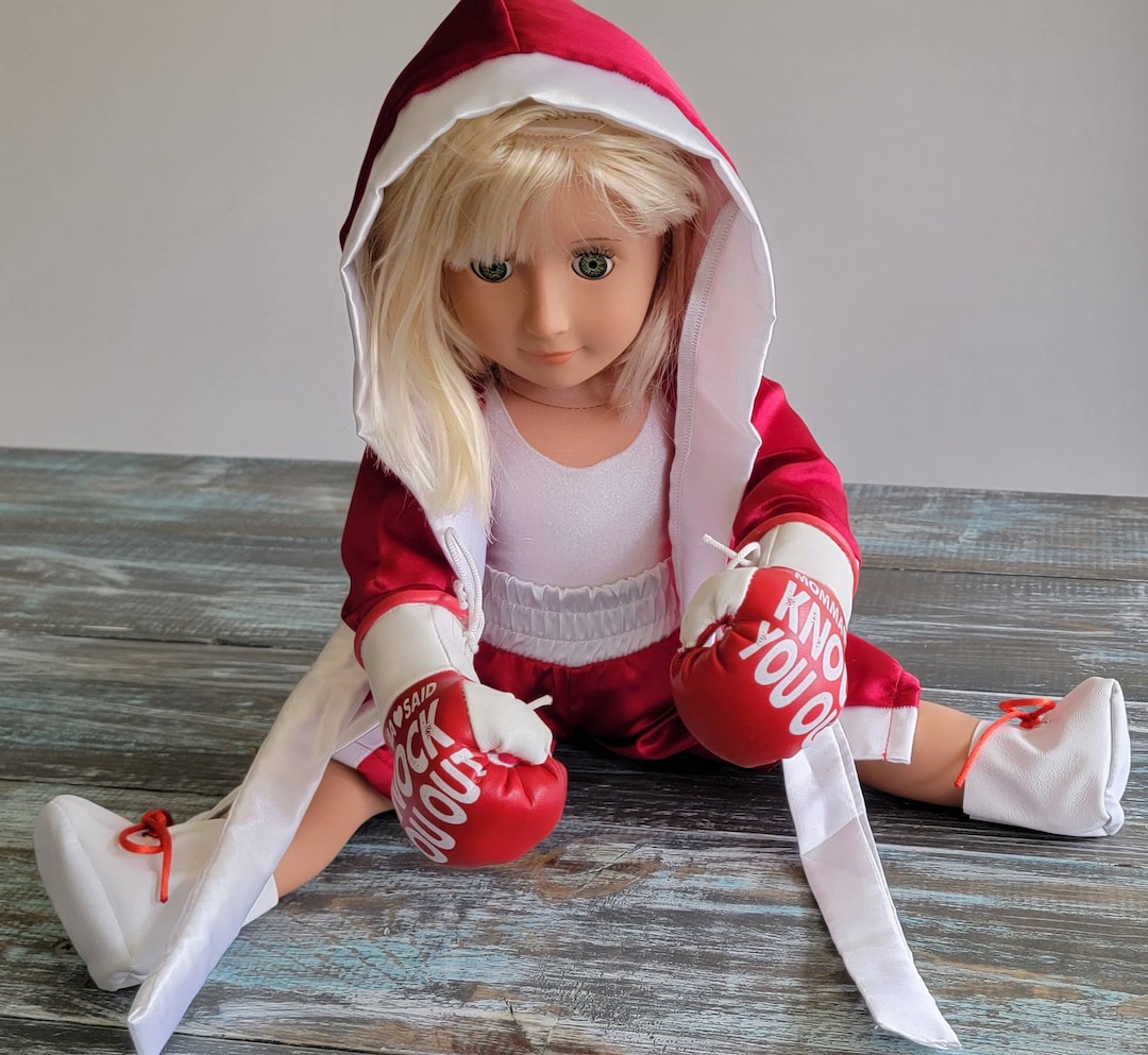 16" and 18" Doll Boxing Set With Personalized Robe, Shorts, and Mini ...