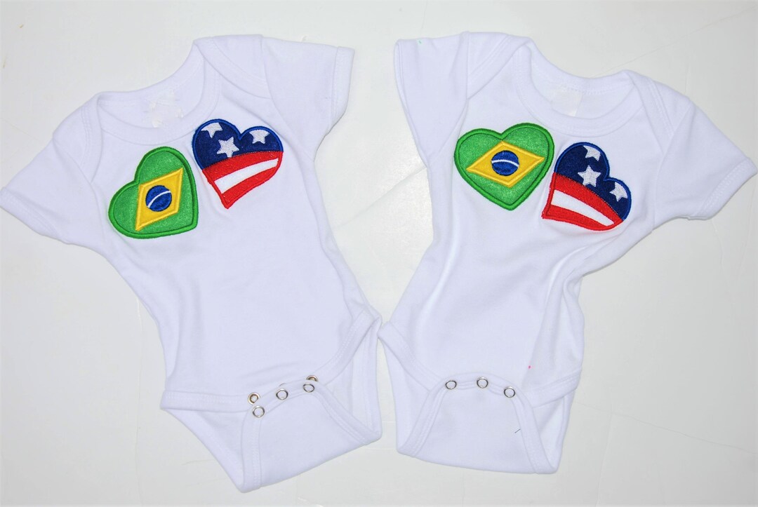 Brazil and USA Heartflag Baby Body Suit - Etsy