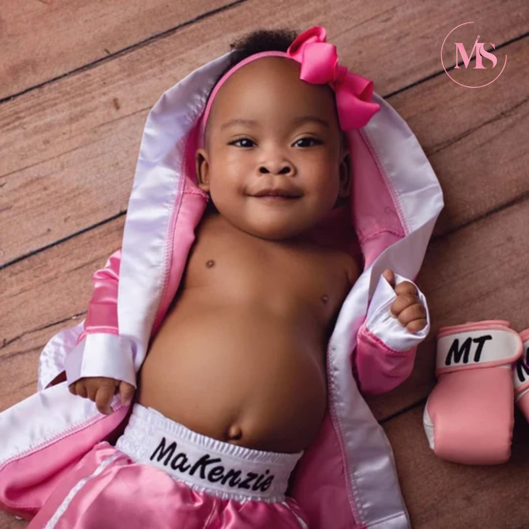 Personalized Baby Girl Boxing Costume – Outfit With Robe, Shorts ...