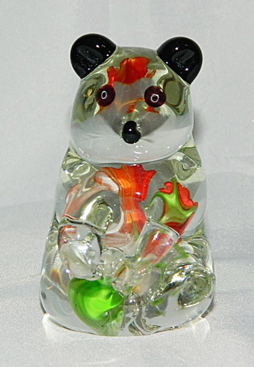 Art Glass Panda Bear Figurine Mid Century Murano Figure Vintage ...
