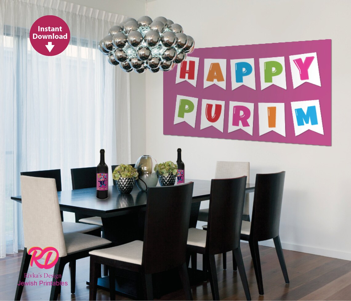 Happy Purim Banner Printable Purim Party Decoration | Etsy