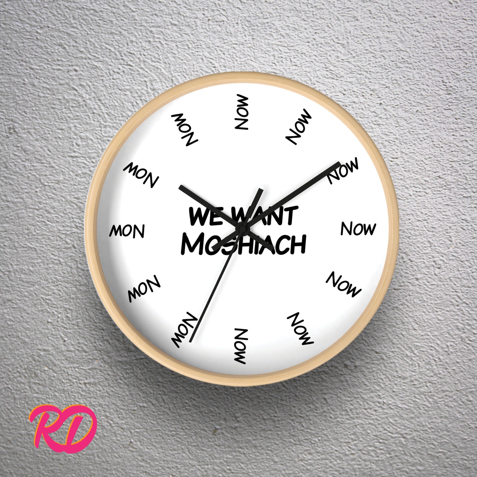 Jewish Chabad Clock, We Want Moshiach Now, Jewish Wall Decor, Jewish ...