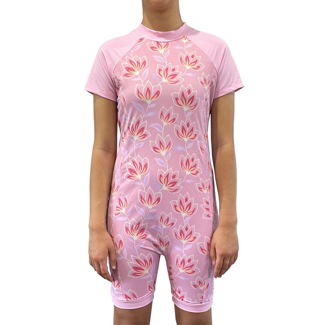 Back Zip Swimsuit - Pink - Etsy