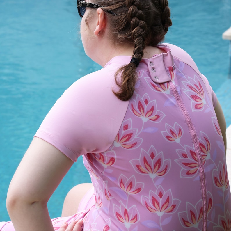 Back Zip Swimsuit - Pink - Etsy