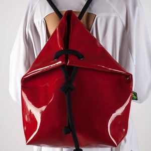 Red Convertible Backpack, Roomy Stylish Vegan Bag, Work Travel Backpack ...