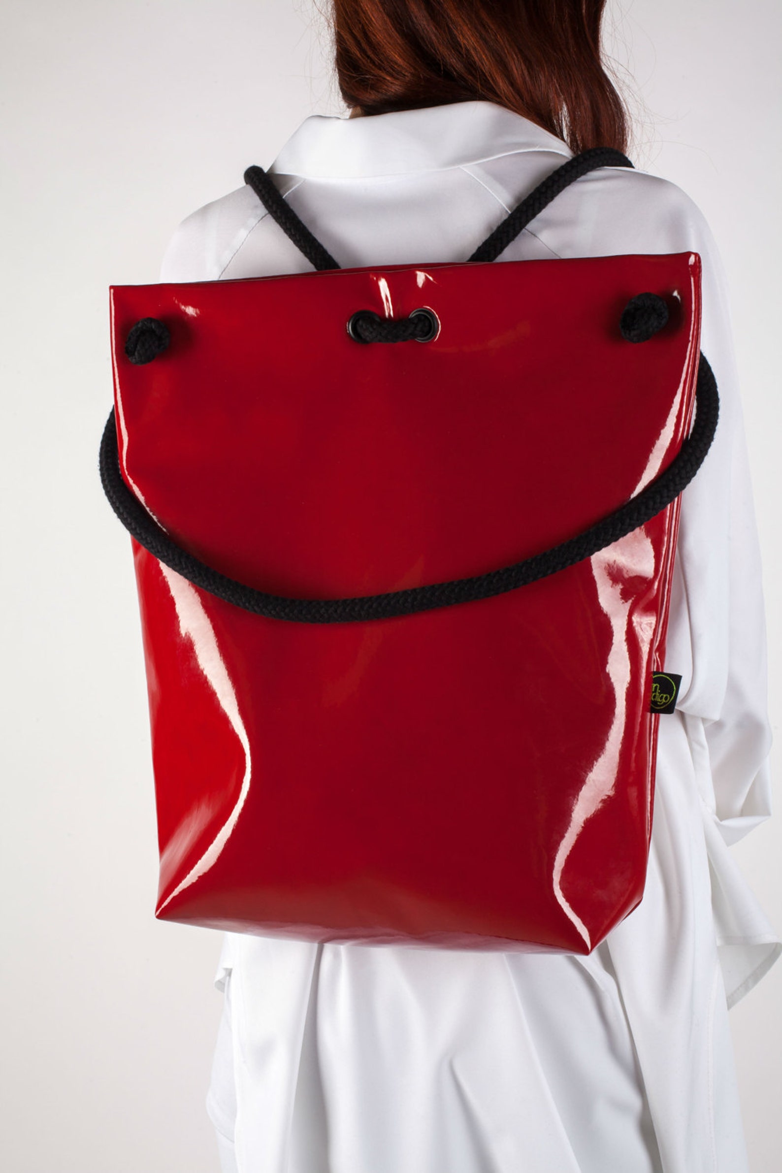 Red Convertible Backpack, Roomy Stylish Vegan Bag, Work Travel Backpack ...