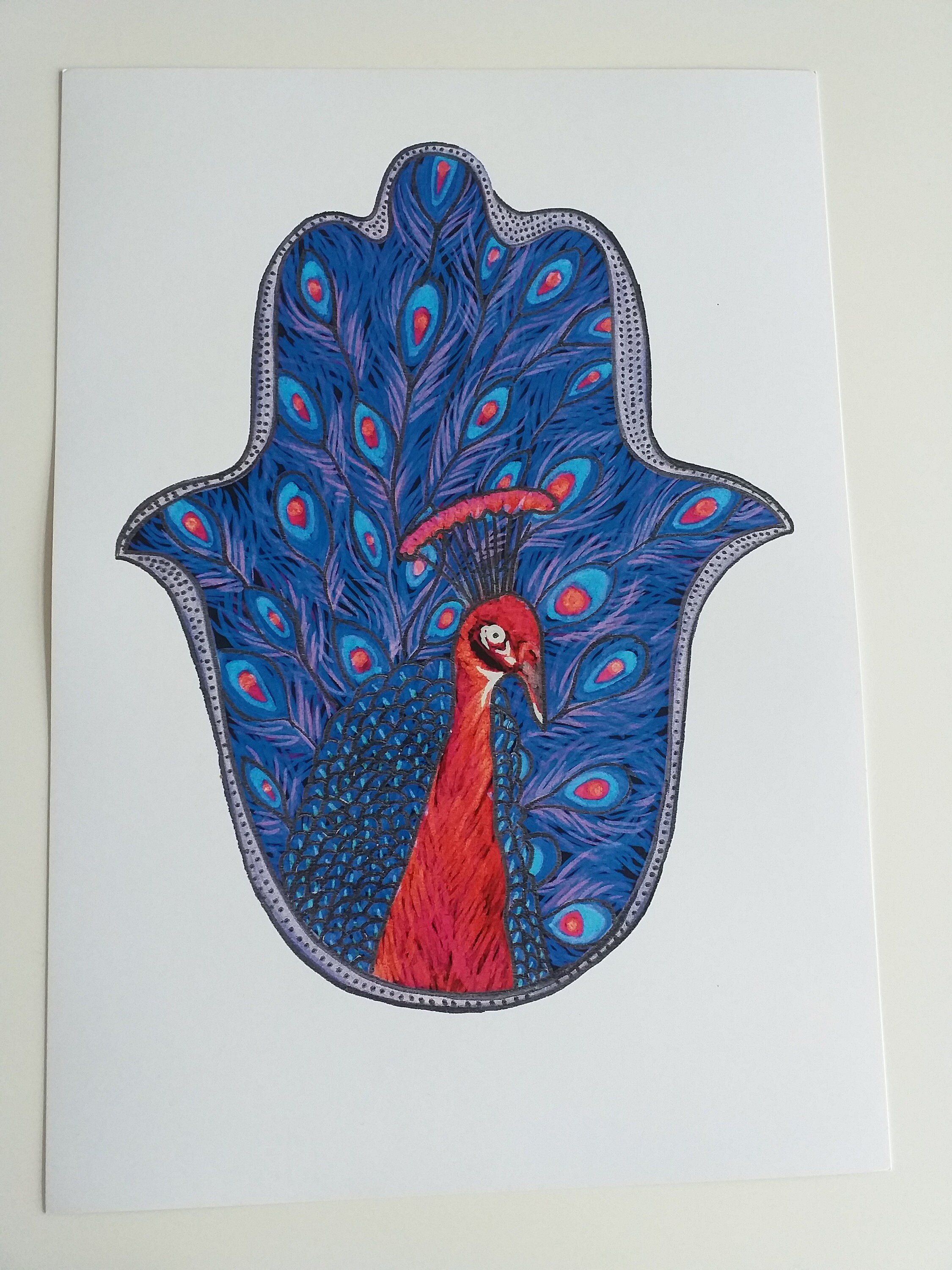 Peacock Art Peacock Hamsa Hamsa Hand Art Hamsa Wall - Etsy UK
