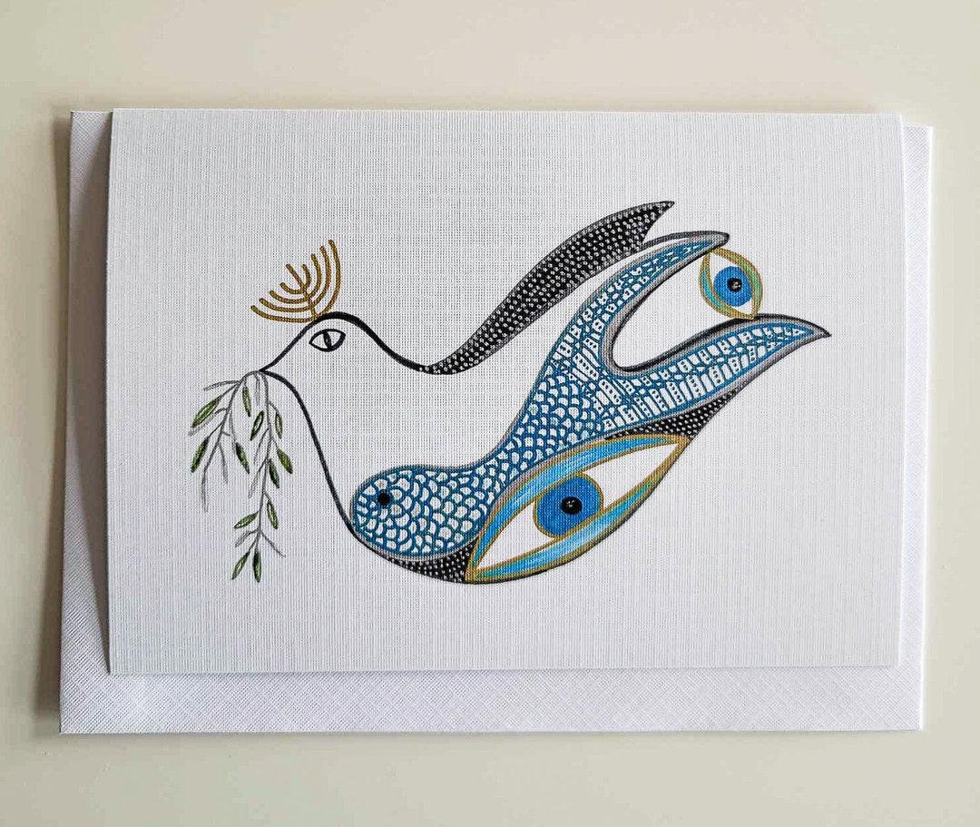 Peace Dove Card Hanukkah Card Chanukka Card Menorah Card - Etsy