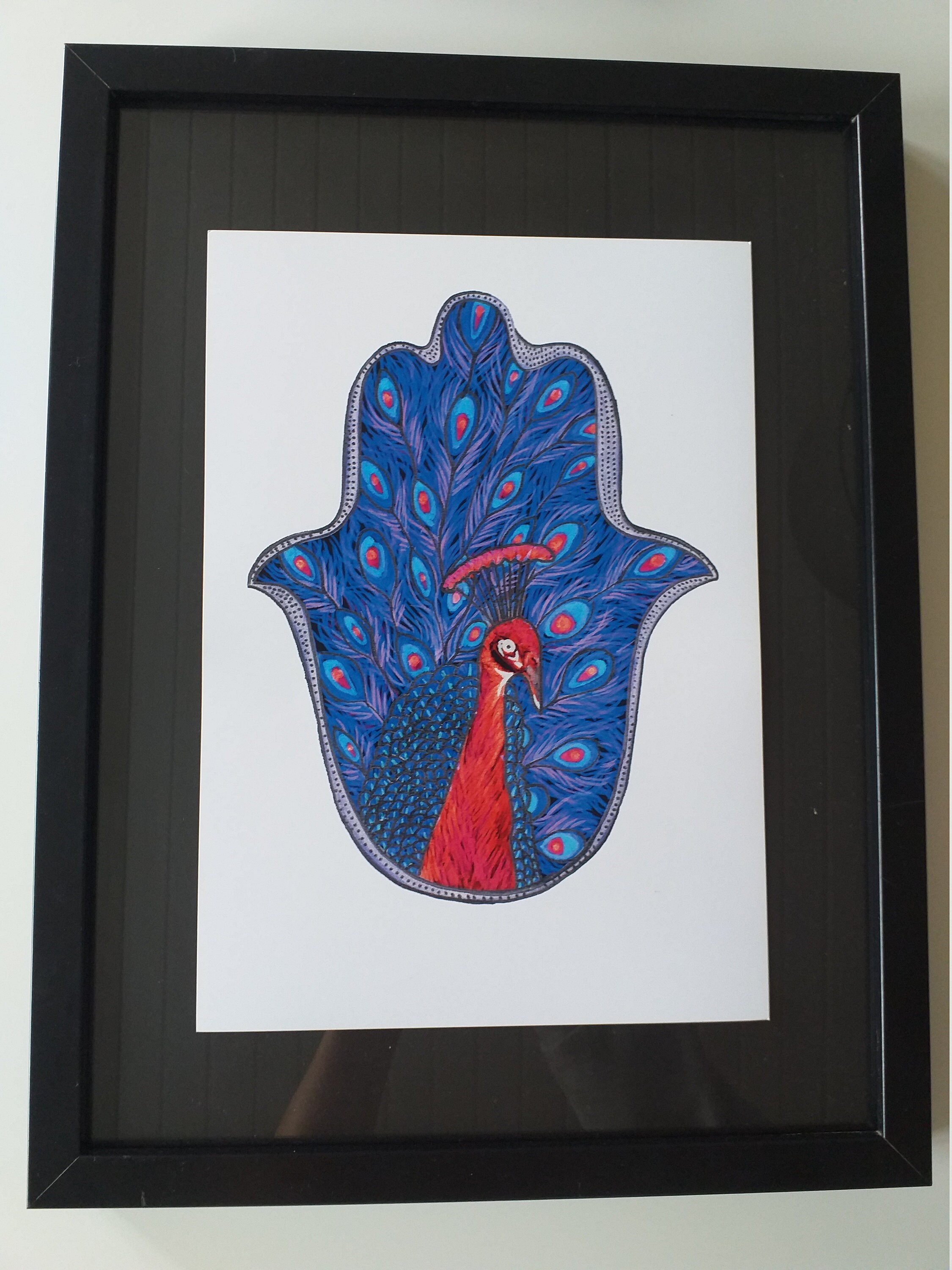 Peacock Art Peacock Hamsa Hamsa Hand Art Hamsa Wall - Etsy UK