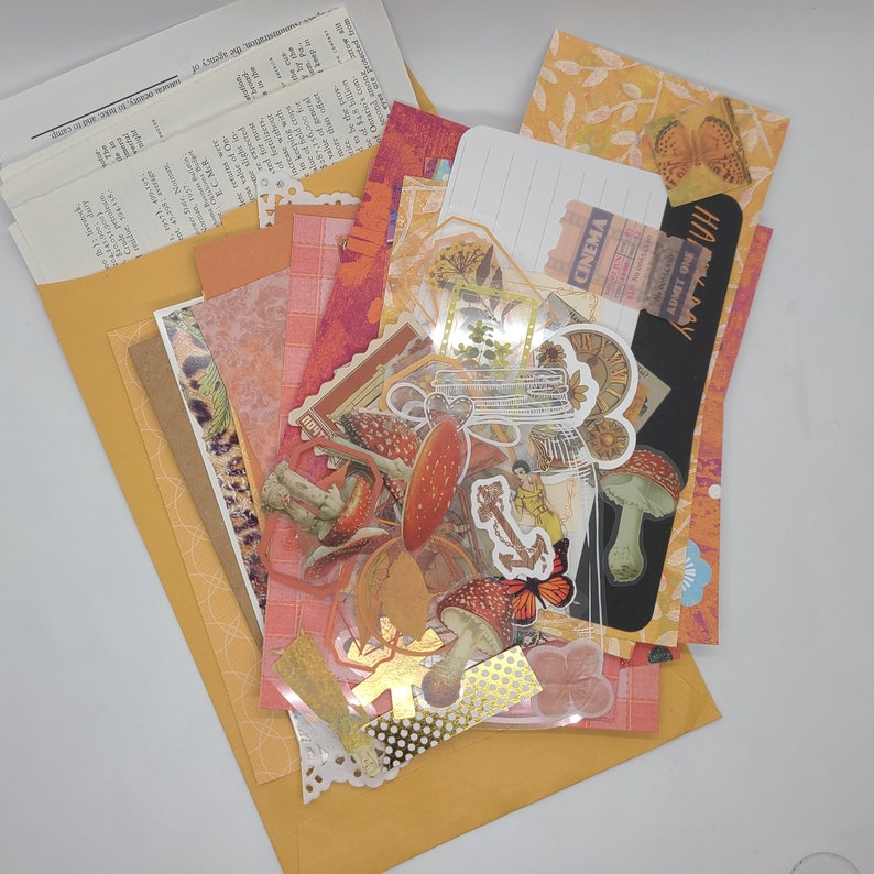 Orange Themed Junk Journal Mystery Pack Ephemera and Paper Kit - Etsy