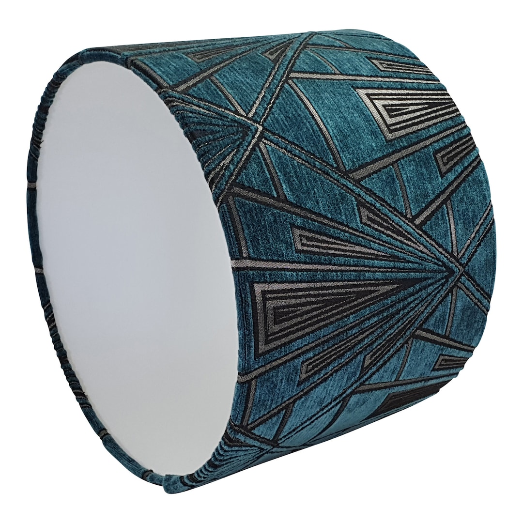 Art Deco Lampshade in Teal, Handmade Lampshades, Table Lampshades ...