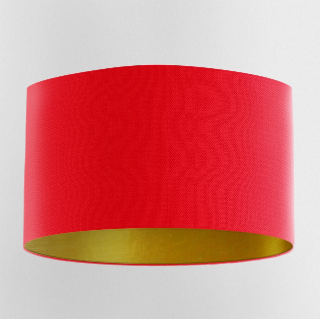 Red Lampshade With Brushed Gold Lining and 100% Cotton Fabric, Handmade ...