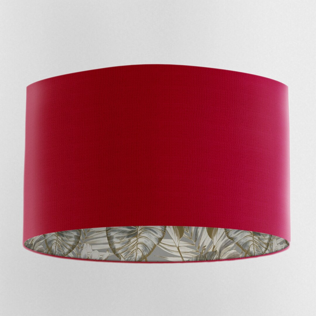 Cerise Velvet Lampshade With Gold & Grey Wild Lilly Lining, Handmade ...