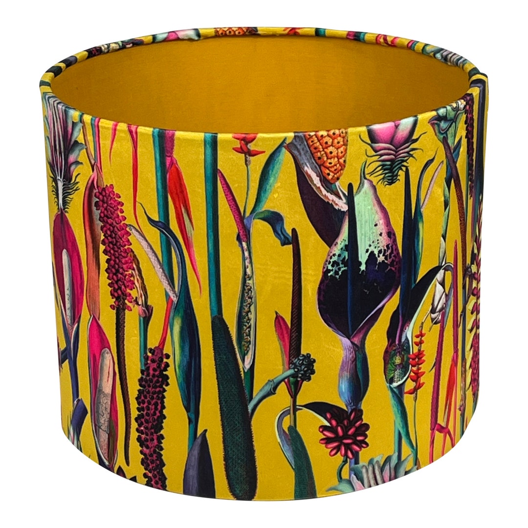 Botanical Velvet Lampshade With Mustard Gold Lining, Handmade ...