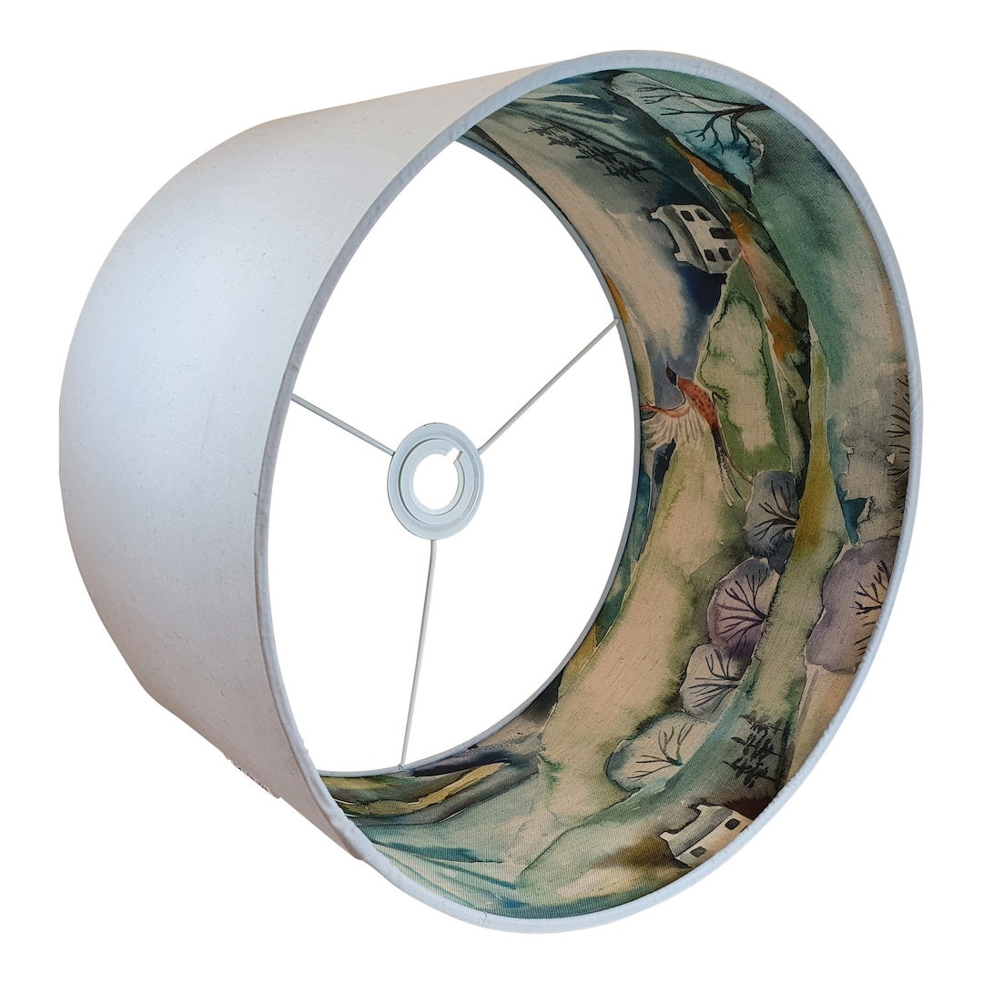 Stunning Countryside With Grey Lampshade, Handmade Lampshade, Table ...