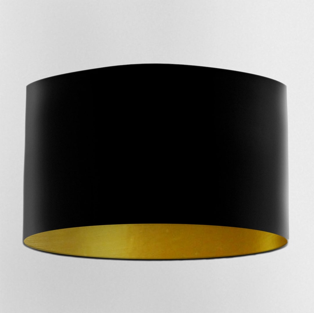 Black Lampshade With Brushed Gold Lining and 100% Cotton Fabric ...