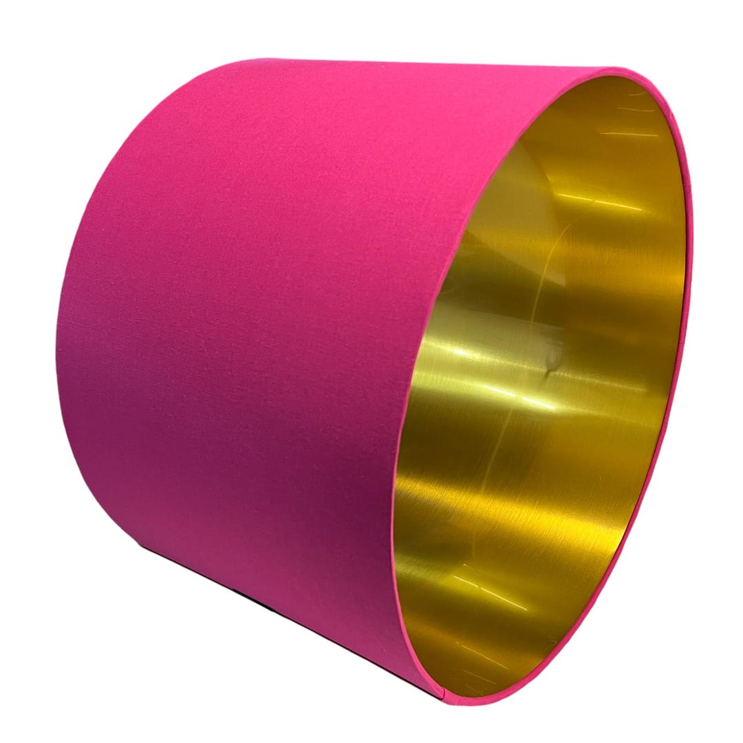Cerise Lampshade With Brushed Gold Lining and 100% Cotton Fabric ...