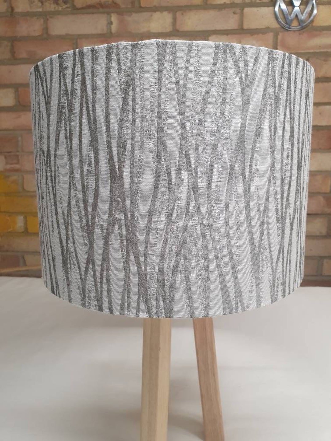 Silver Grey Linear Lampshade, Handmade Lampshade, Table Lampshade ...