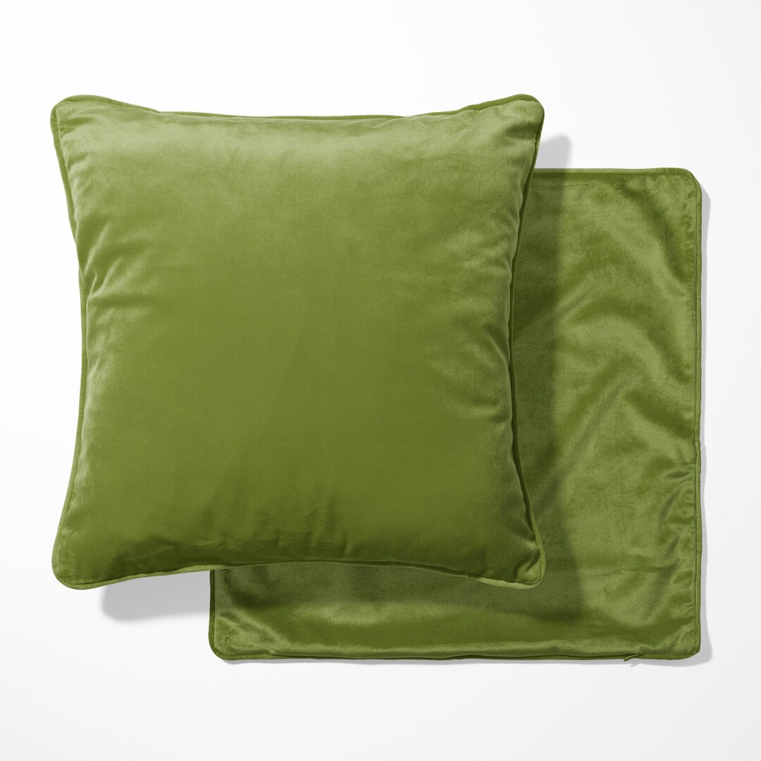 Olive Green Velvet Double Sided Cushion With Optional Piping, Pillow ...