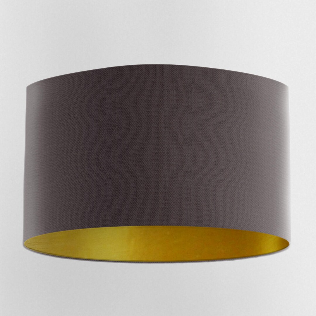Charcoal Lampshade With Brushed Gold Lining and 100% Cotton Fabric ...