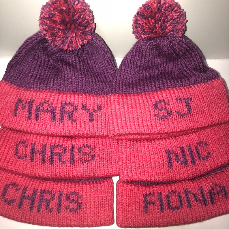 Personalized Knit Beanie With Large Text and Medium Pom Made | Etsy