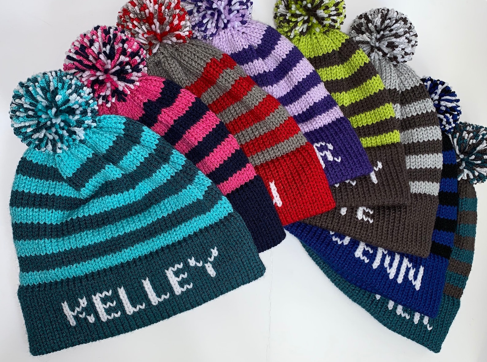 Personalized Knit Beanie With Large Text and Medium Pom Made | Etsy