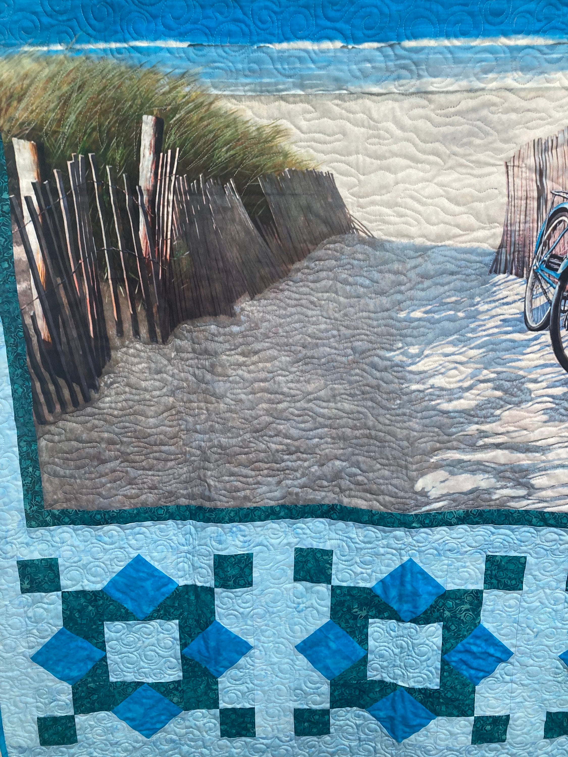 Beach Scene With Bicycle in the Sand Handmade Quilt 50" W X 72" L - Etsy