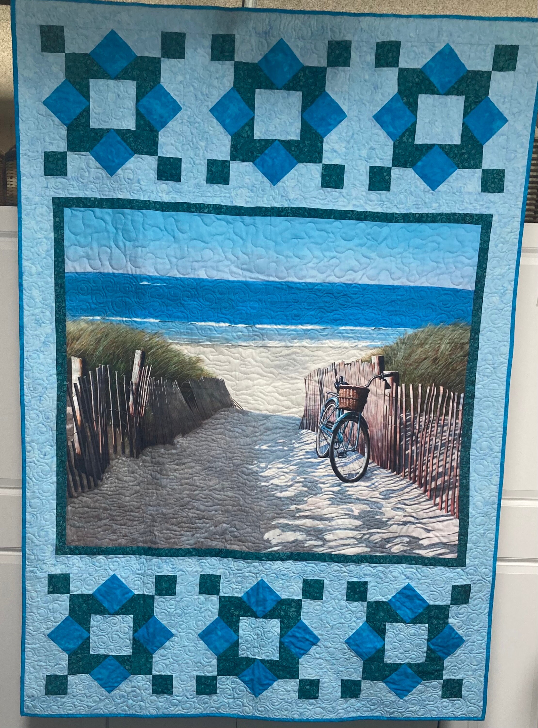 Beach Scene With Bicycle in the Sand Handmade Quilt 50" W X 72" L - Etsy