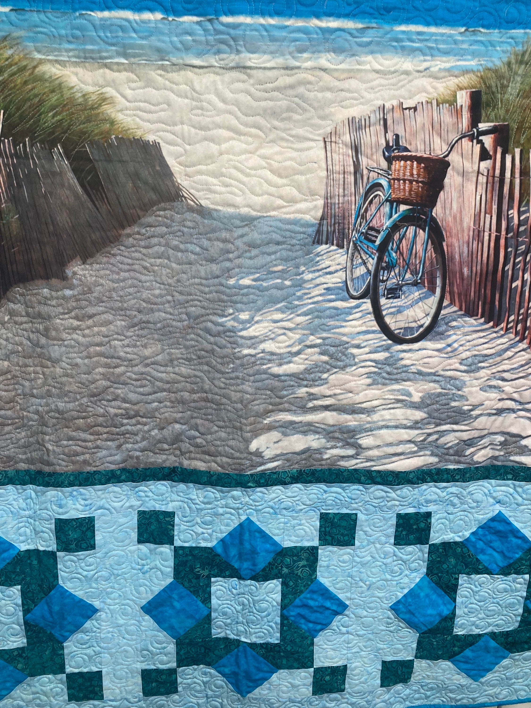 Beach Scene With Bicycle in the Sand Handmade Quilt 50" W X 72" L - Etsy