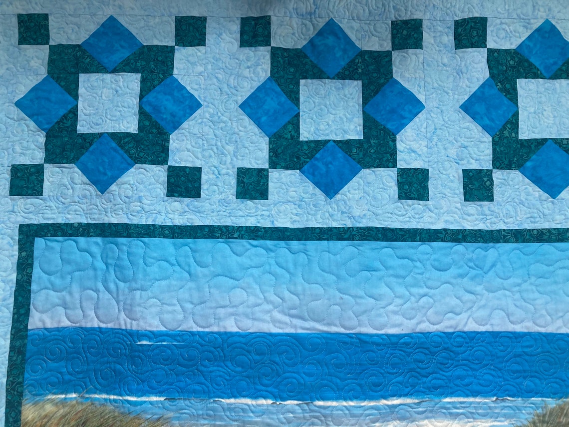 Beach Scene With Bicycle in the Sand Handmade Quilt 50" W X 72" L - Etsy
